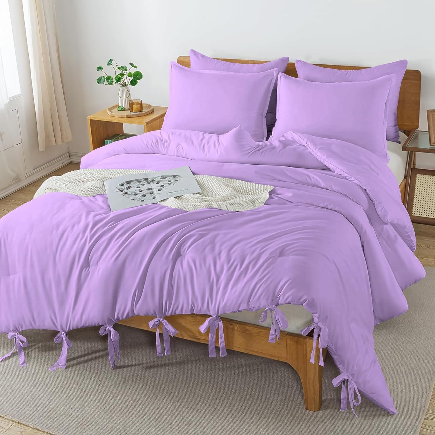 DNG Creations 3 Piece Luxury Tie Comforter ( Solid Lilac Colour ) All ...