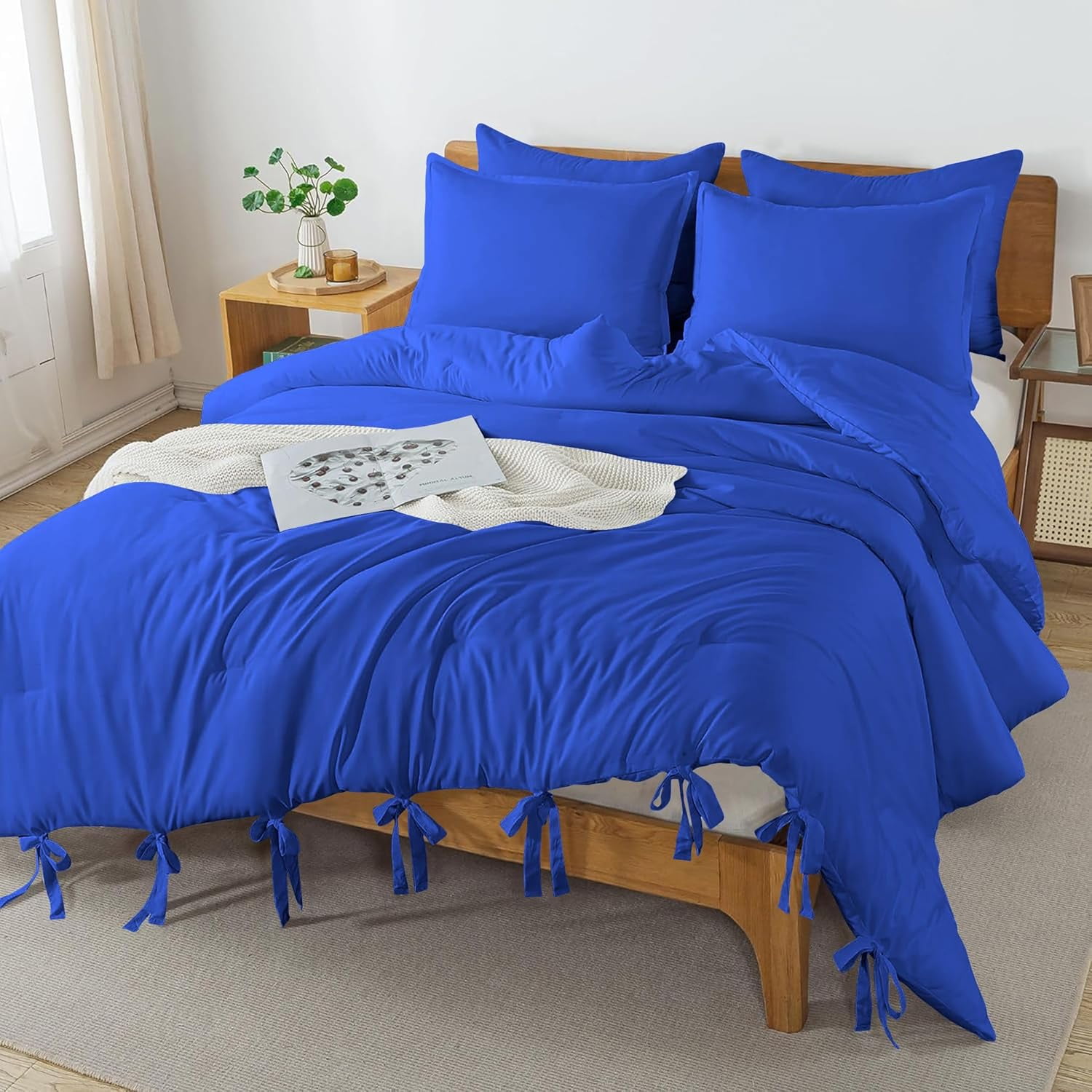 DNG Creations 3 Piece Luxury Tie Comforter ( Solid Royal Blue Colour ...