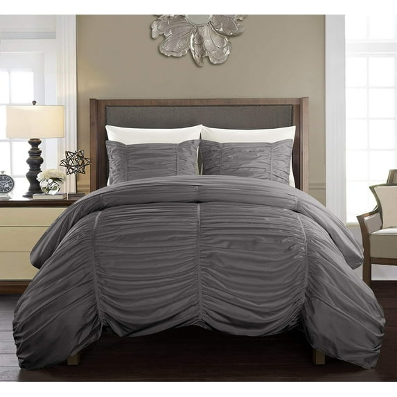 DNG Creations 3 Piece Ruched Pattern Duvet Cover 100% Egyptian Cotton ...