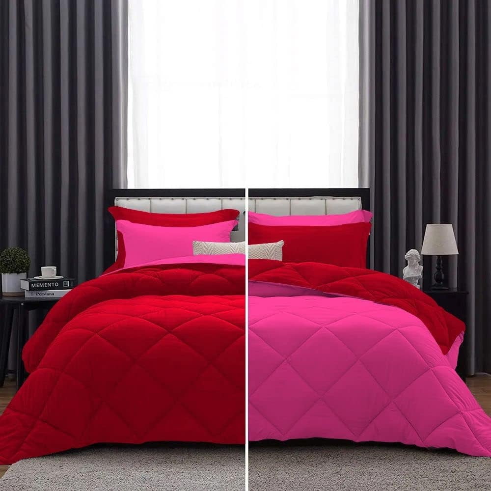 DNG Creations 3 Piece Solid Reversible Diamond Pattern Comforter 550 ...
