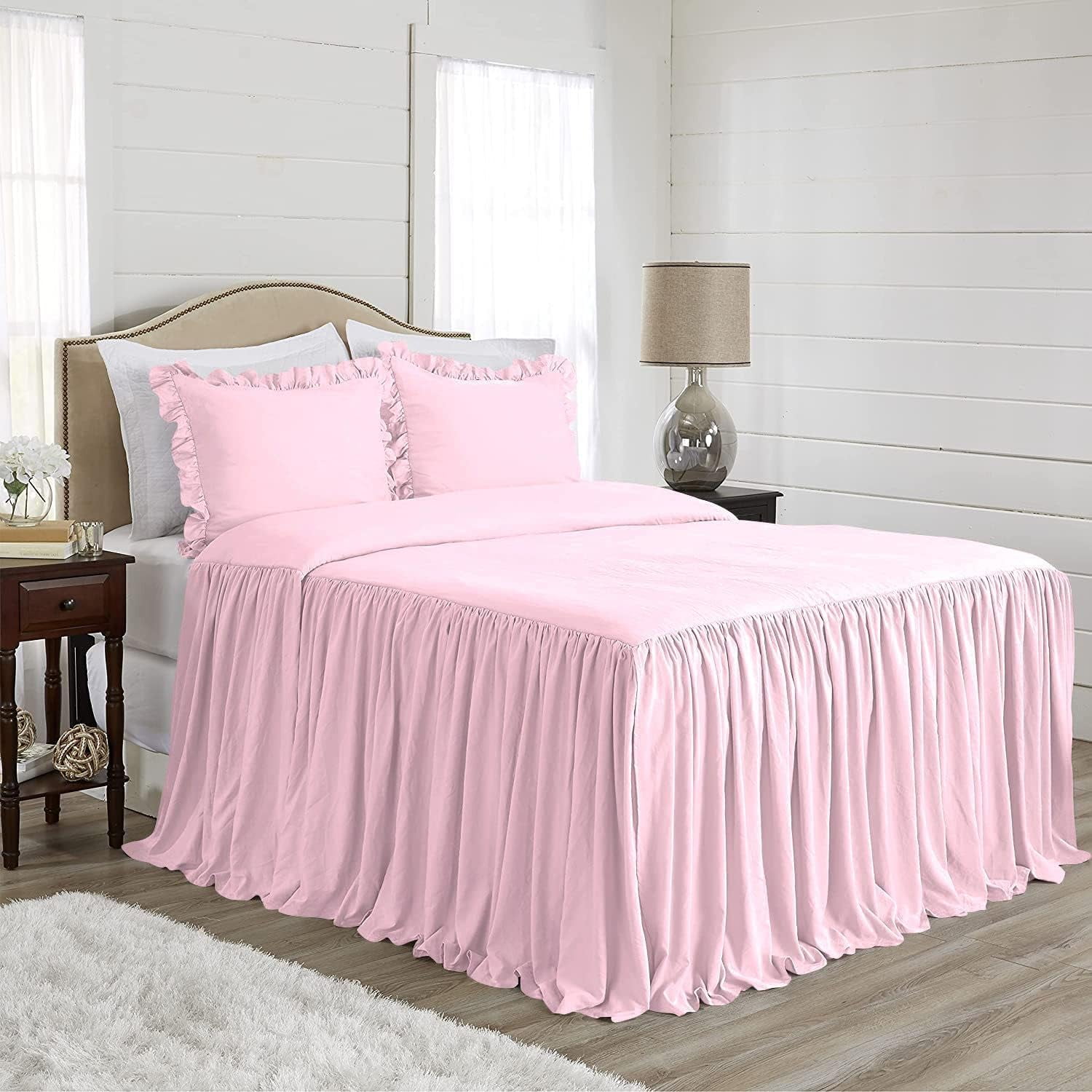 DNG Creations 4-Piece Long Ruffle Sheet Set 15-Inch Deep Pocket (Solid ...
