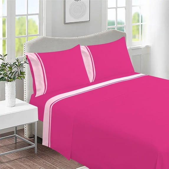 DNG Creations 4 Piece Two Tone Sheet Set - 10 Inch Deep Pocket ( Solid ...