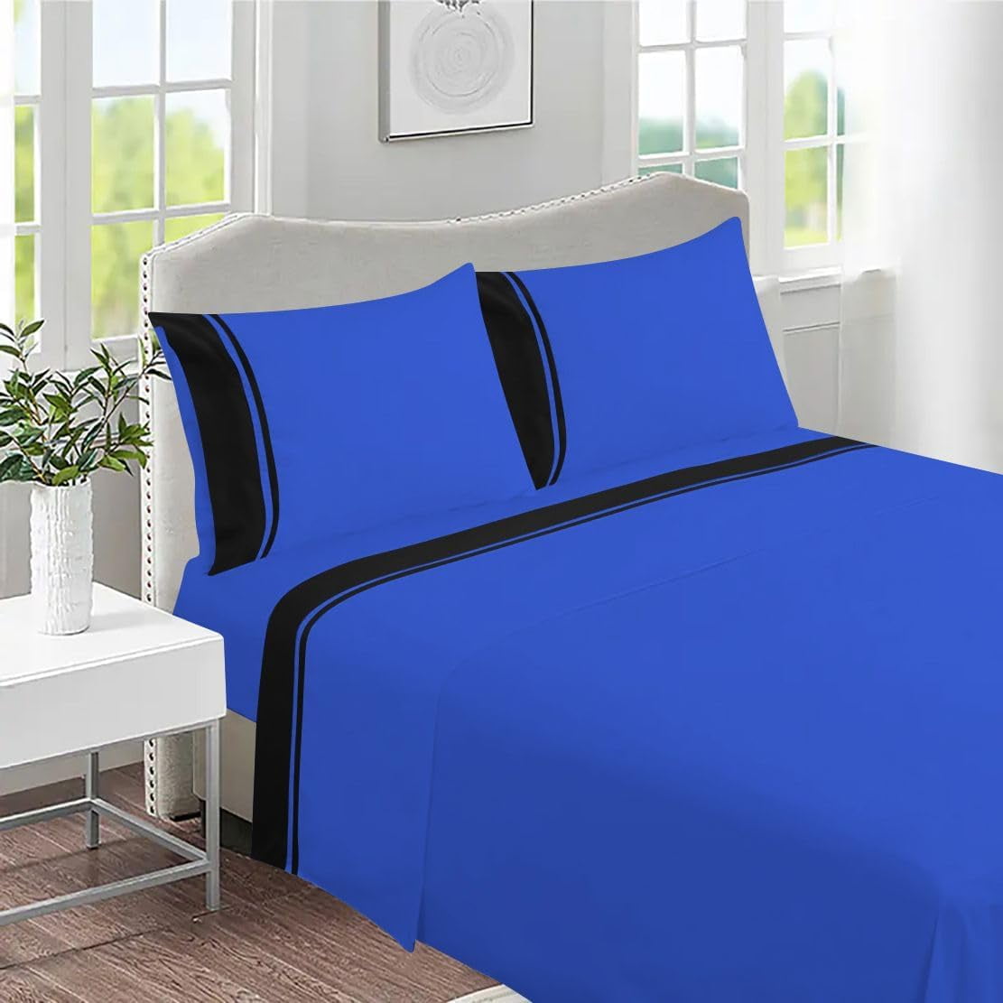 DNG Creations 4 Piece Two Tone Sheet Set 100% Egyptian Cotton, 800 ...