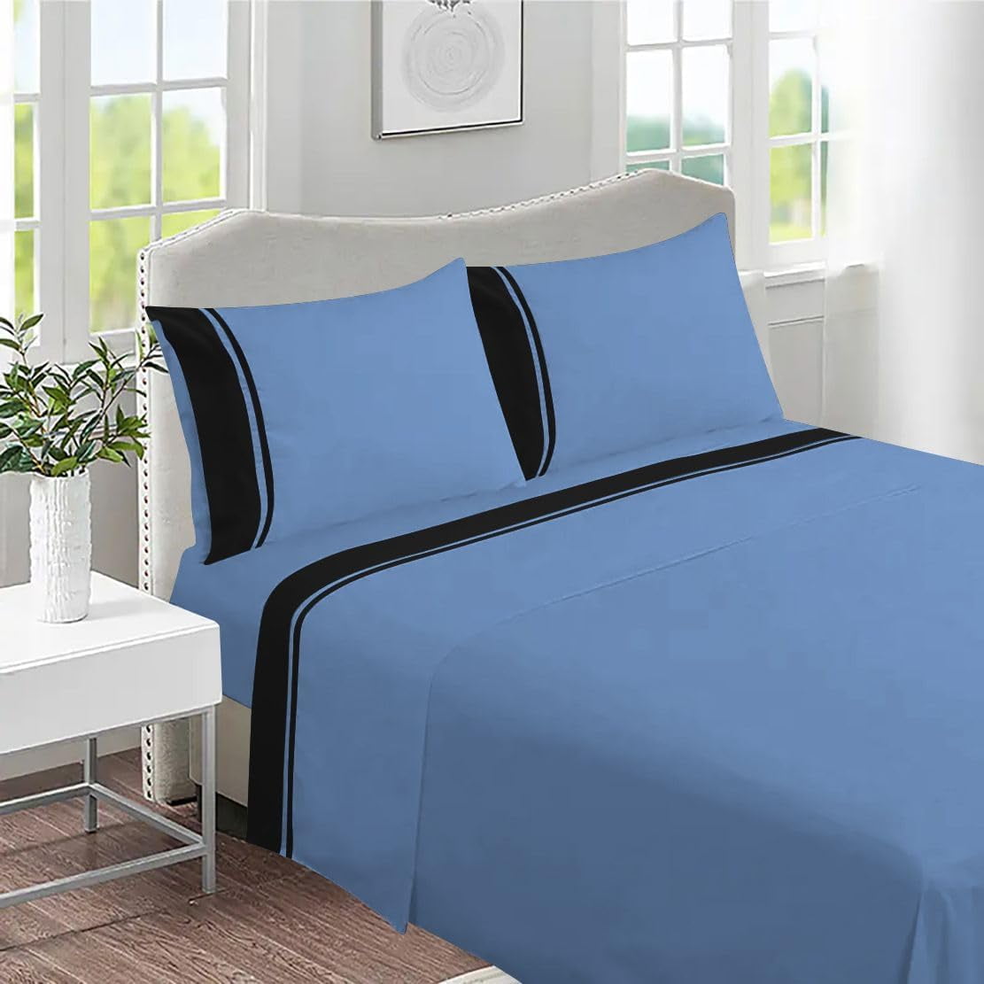 DNG Creations 4 Piece Two Tone Sheet Set 100% Egyptian Cotton, 800 ...