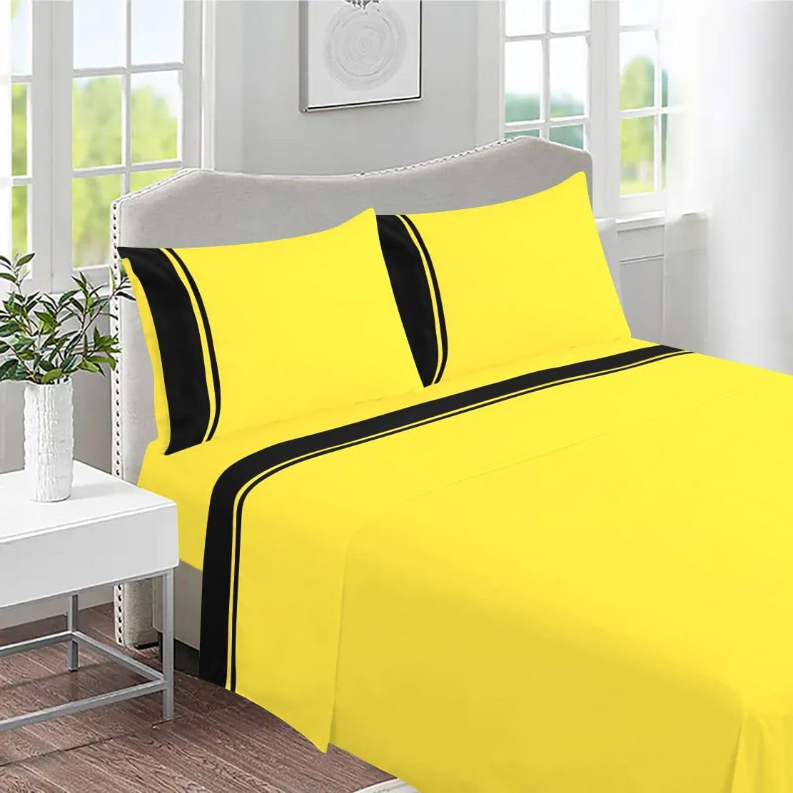 DNG Creations 4 Piece Two Tone Sheet Set 100% Egyptian Cotton, 800 ...