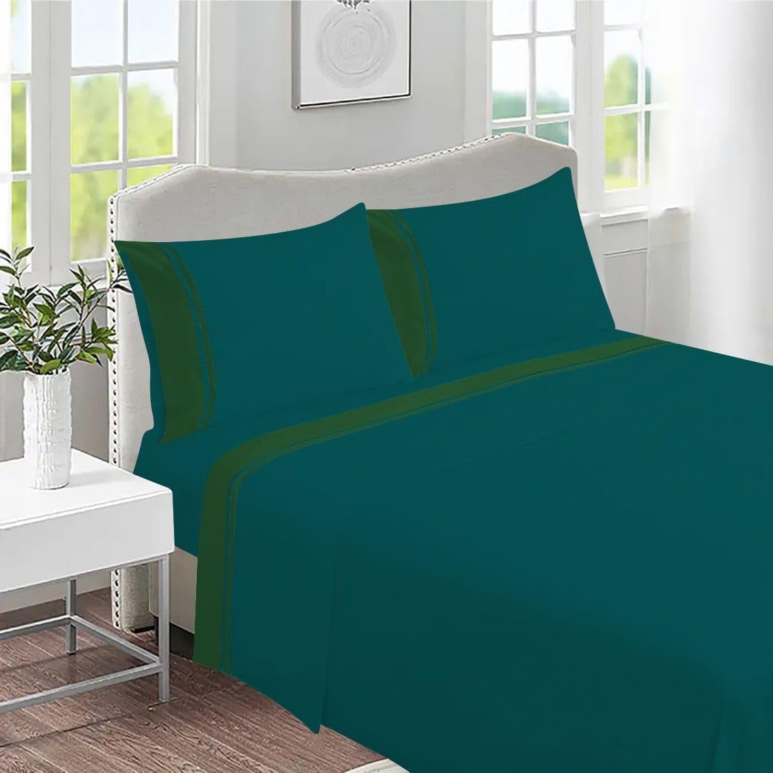 DNG Creations 4 Piece Two Tone Sheet Set 100% Egyptian Cotton, 800 ...