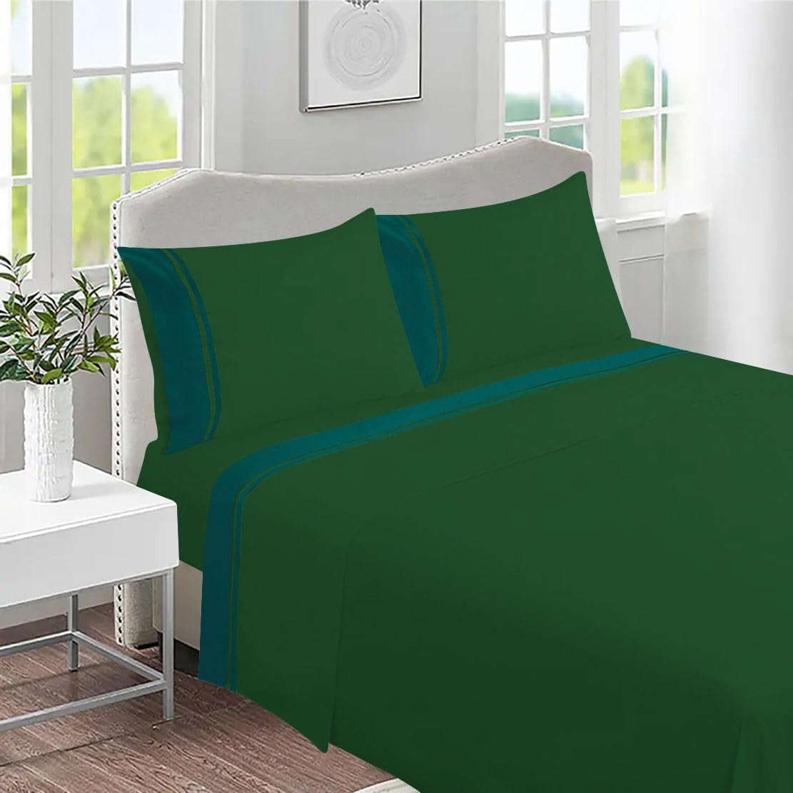 DNG Creations 4 Piece Two Tone Sheet Set - 18 Inch Deep Pocket ( Solid ...