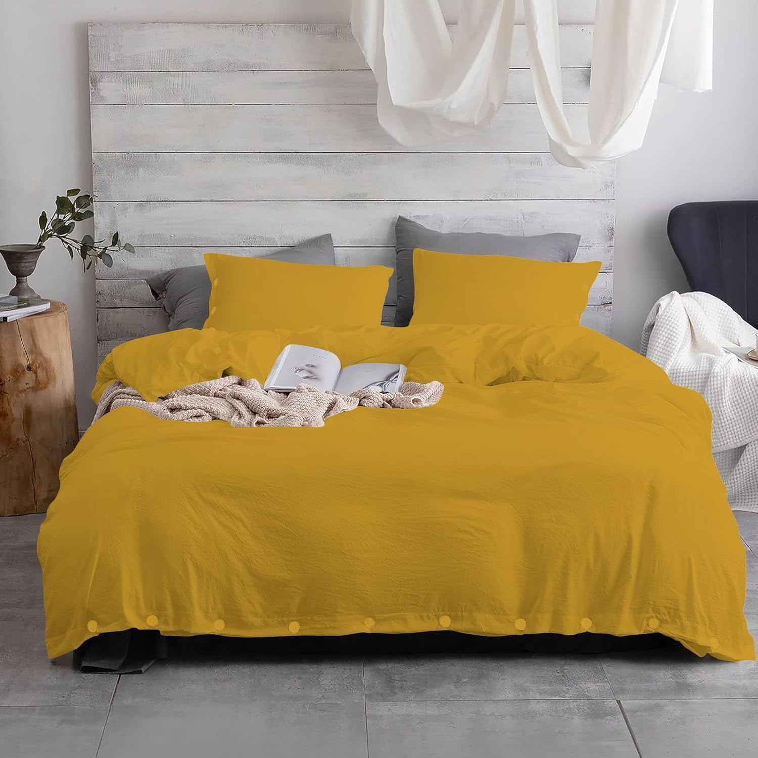 DNG Creations 5 Piece Buttons Closure Duvet Cover White Buttons - 100% ...