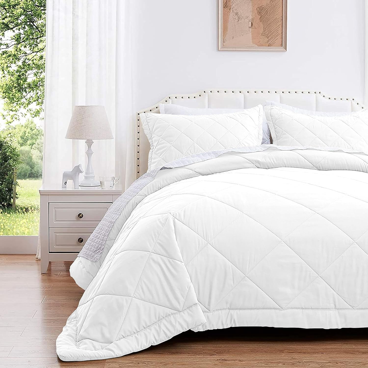 DNG Creations 5 Piece Diamond Pattern Comforter Set, 800 Thread Count ...