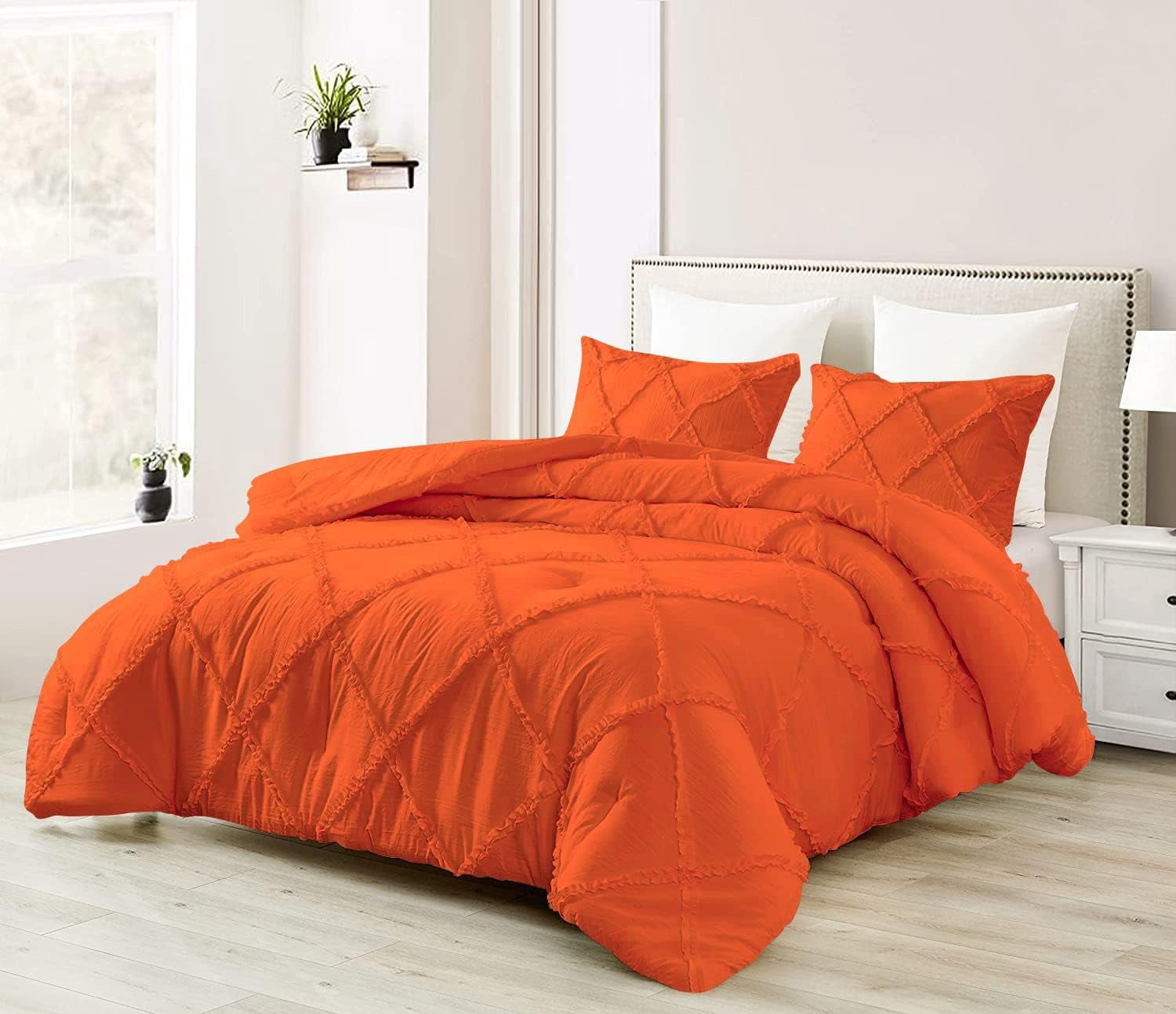 DNG Creations 5 Piece Diamond Ruffle Comforter 100% Egyptian Cotton ...