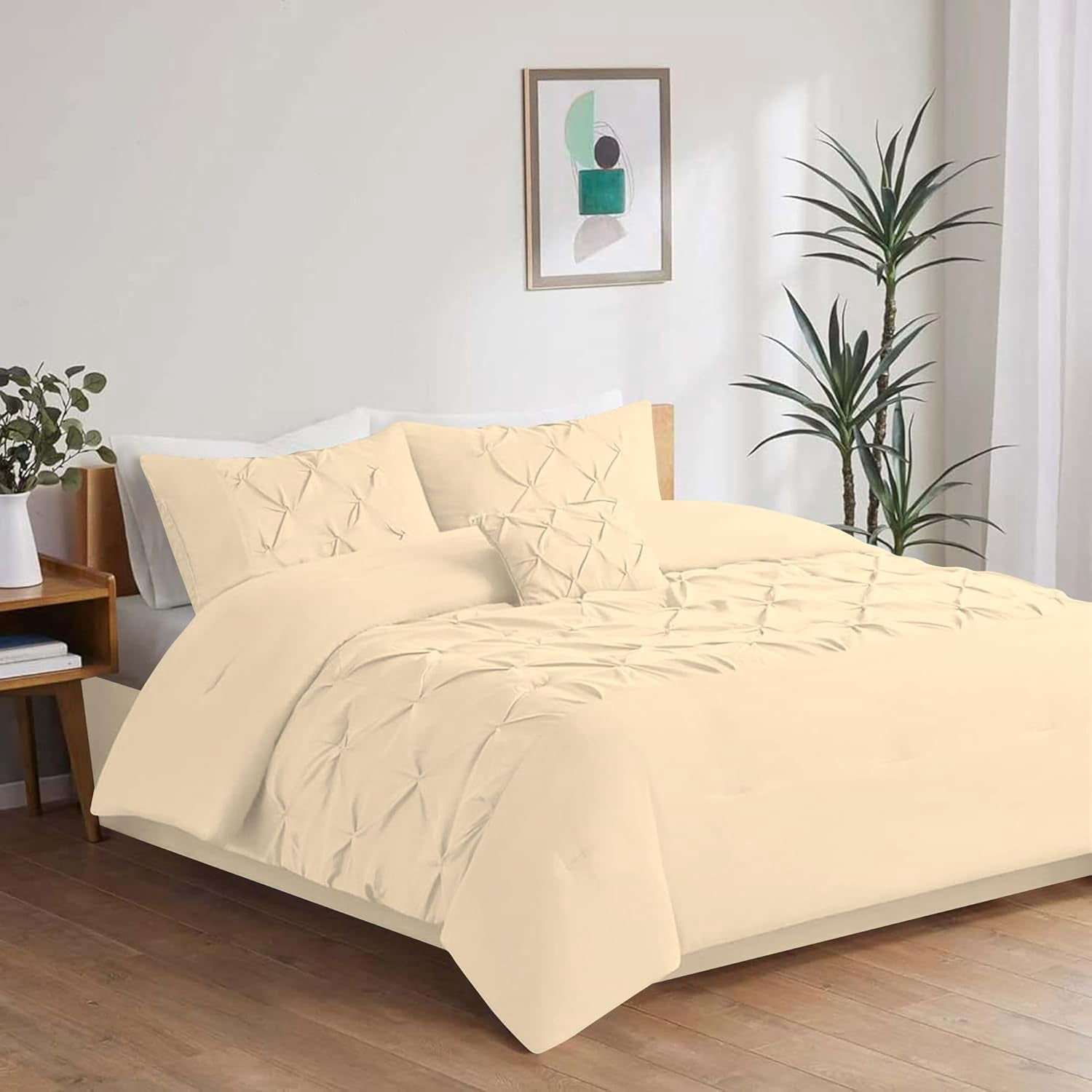 DNG Creations 5 Piece Luxurious Half Pinch Pleated Comforter Long ...