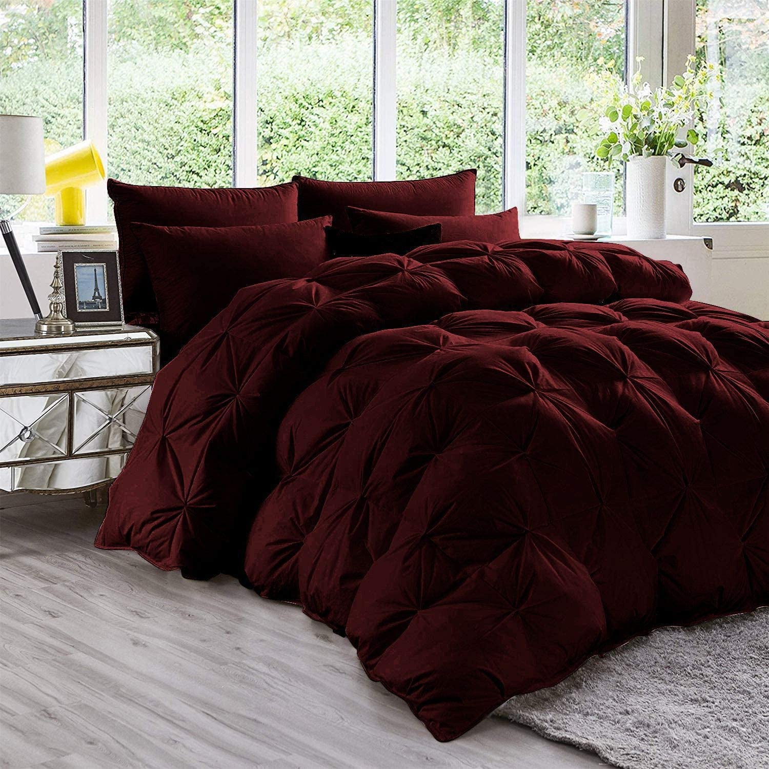 DNG Creations 5 Piece Luxury Pinch Pleated Comforter Set Premium 800 ...
