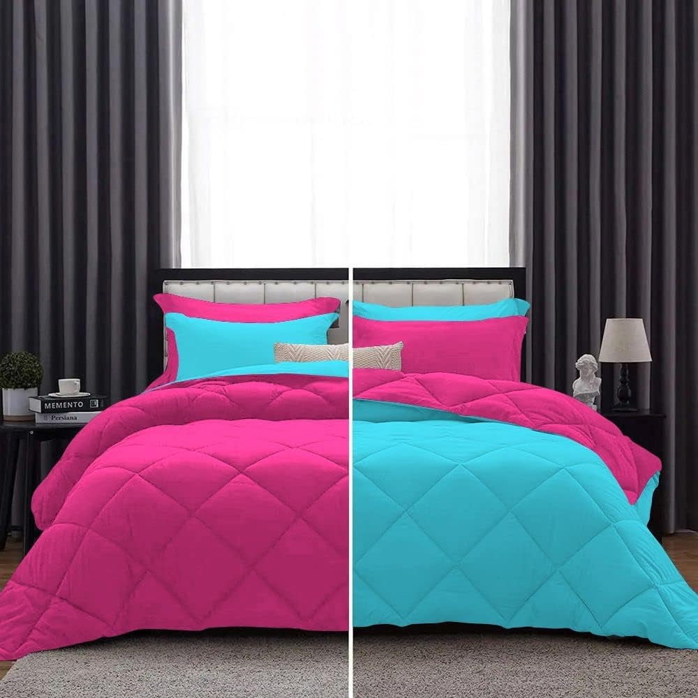 DNG Creations 5 Piece Reversible Diamond Pattern Comforter ( Hot-Pink ...