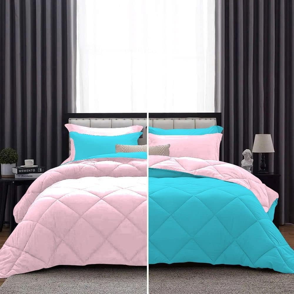 DNG Creations 5 Piece Reversible Diamond Pattern Comforter ( Light-Pink ...