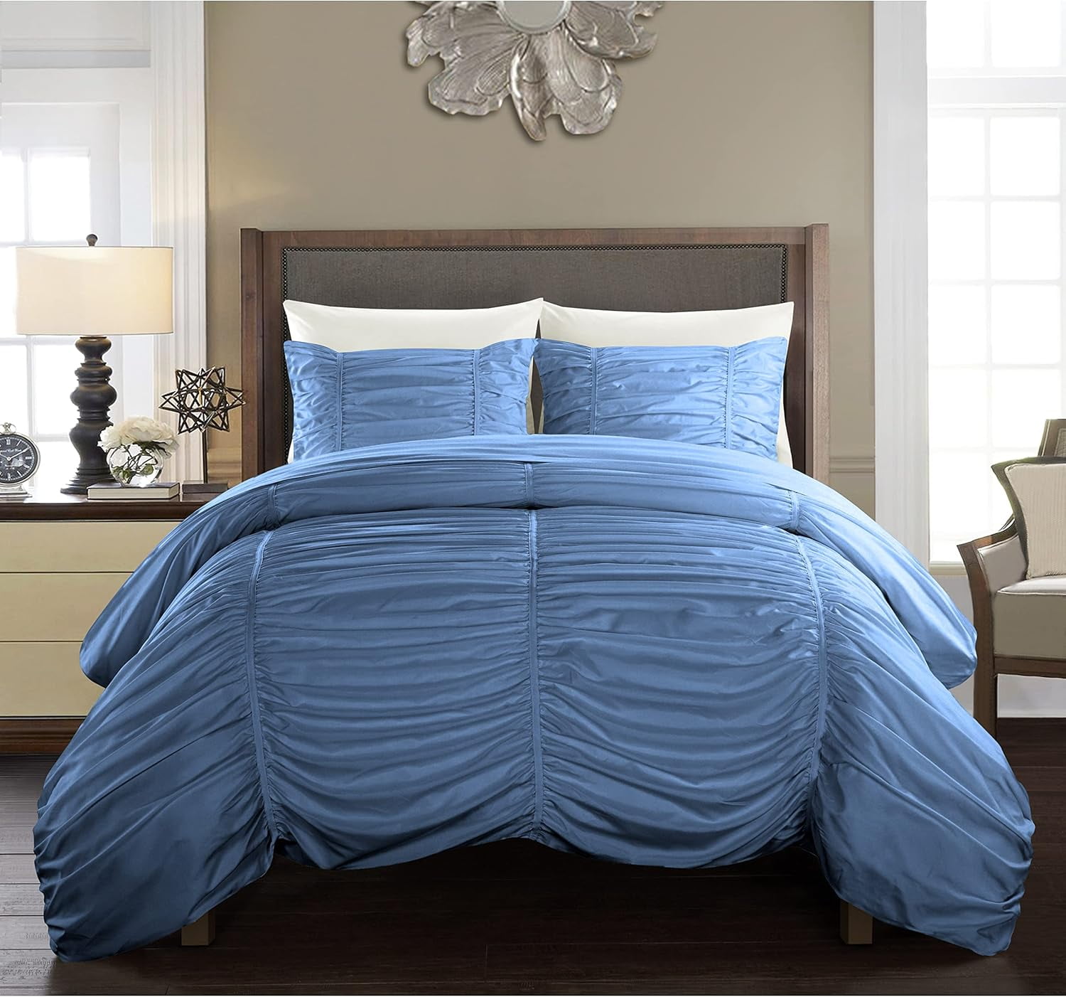 DNG Creations 5 Piece Ruched Pattern Duvet Cover 100% Egyptian Cotton ...