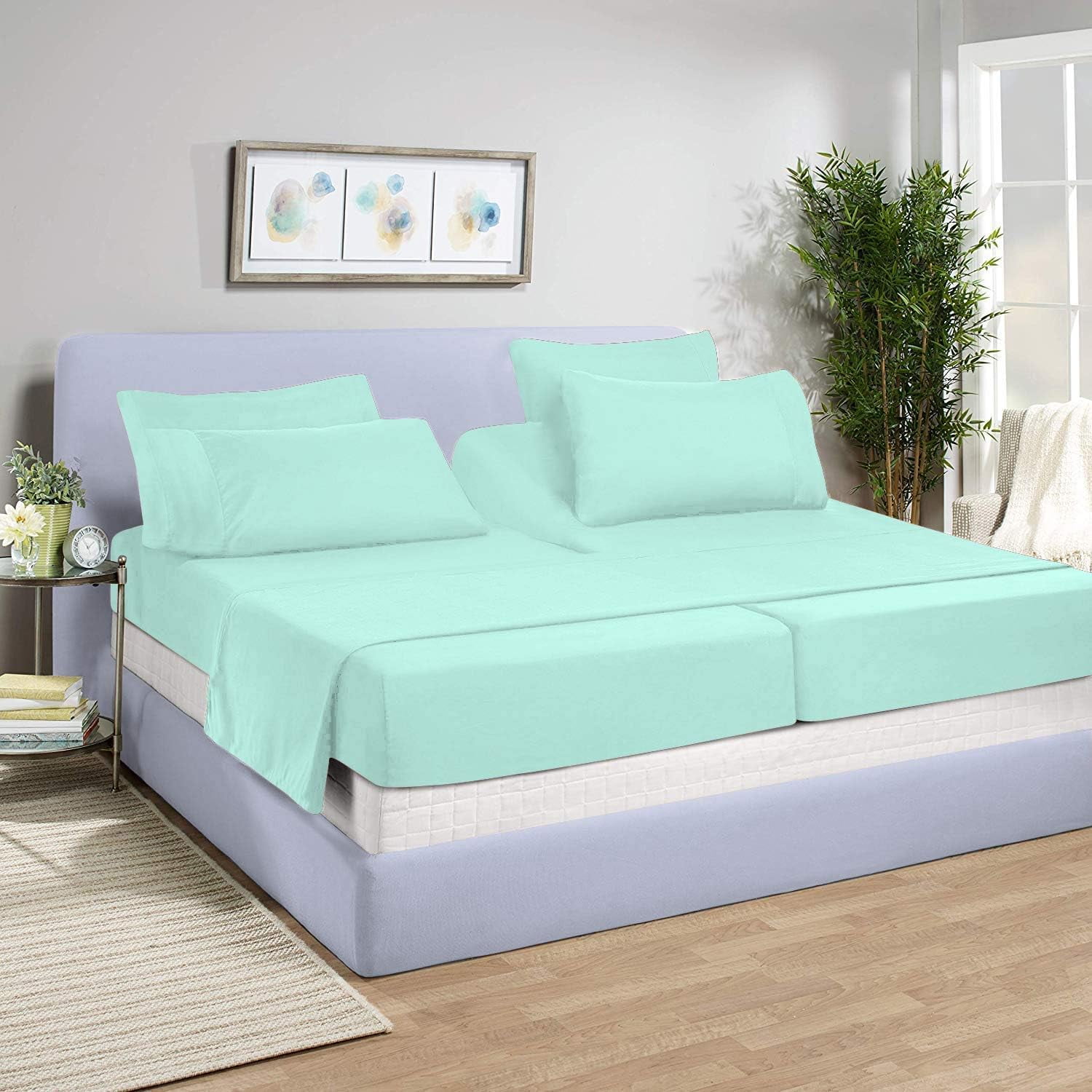 DNG Creations 5 Piece Split Queen Adjustable Sheet Set 21 Inch Deep ...