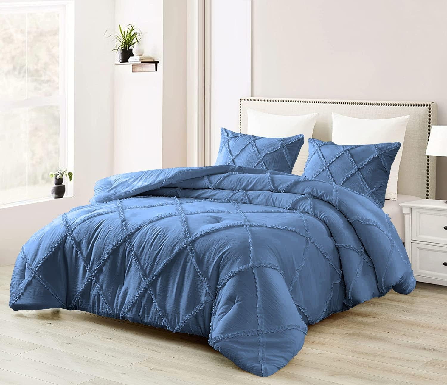 DNG Creations 5 Piece Diamond Ruffle Comforter 100% Egyptian Cotton ...