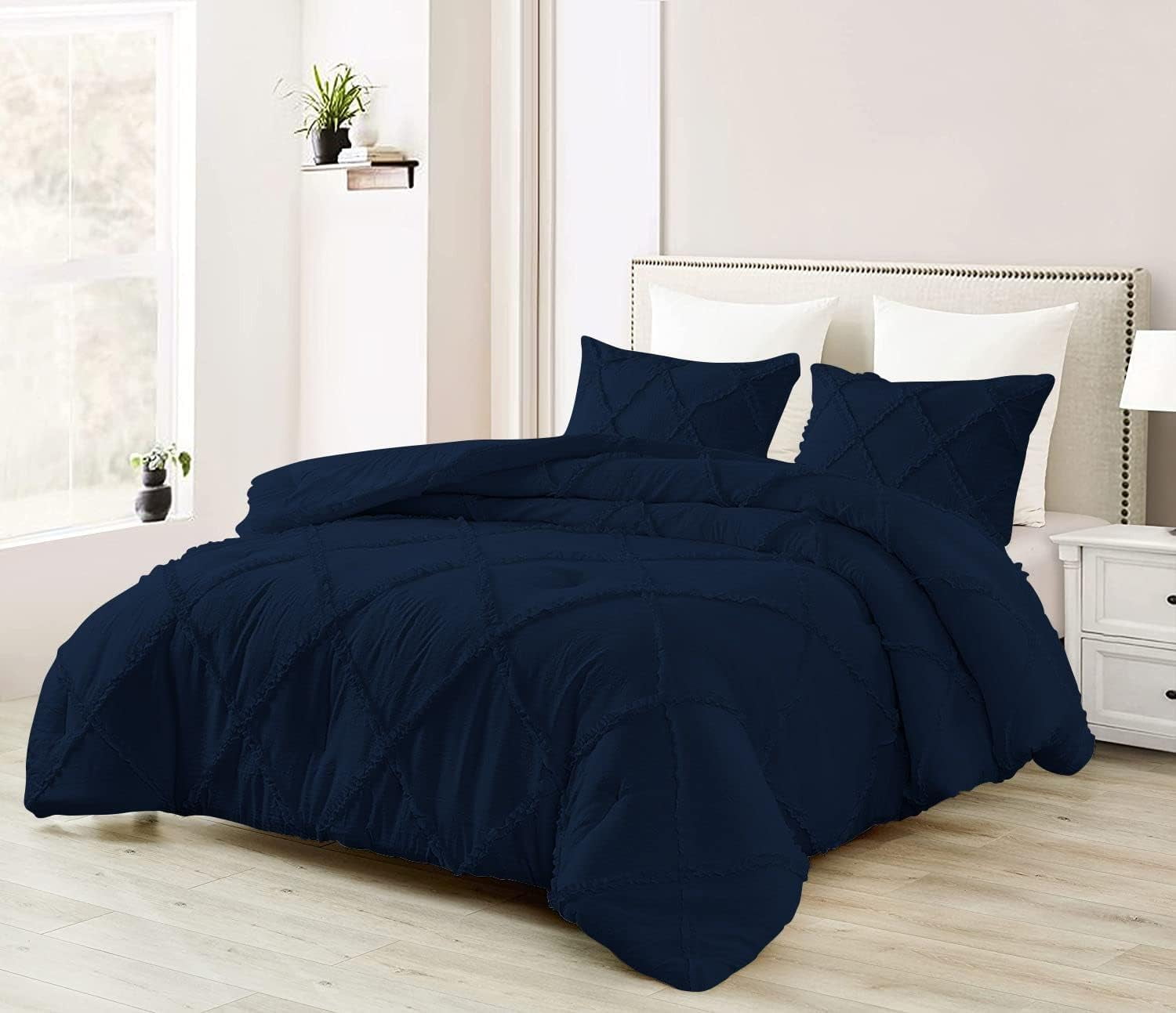 DNG Creations 5 Piece Diamond Ruffle Comforter 100% Egyptian Cotton ...