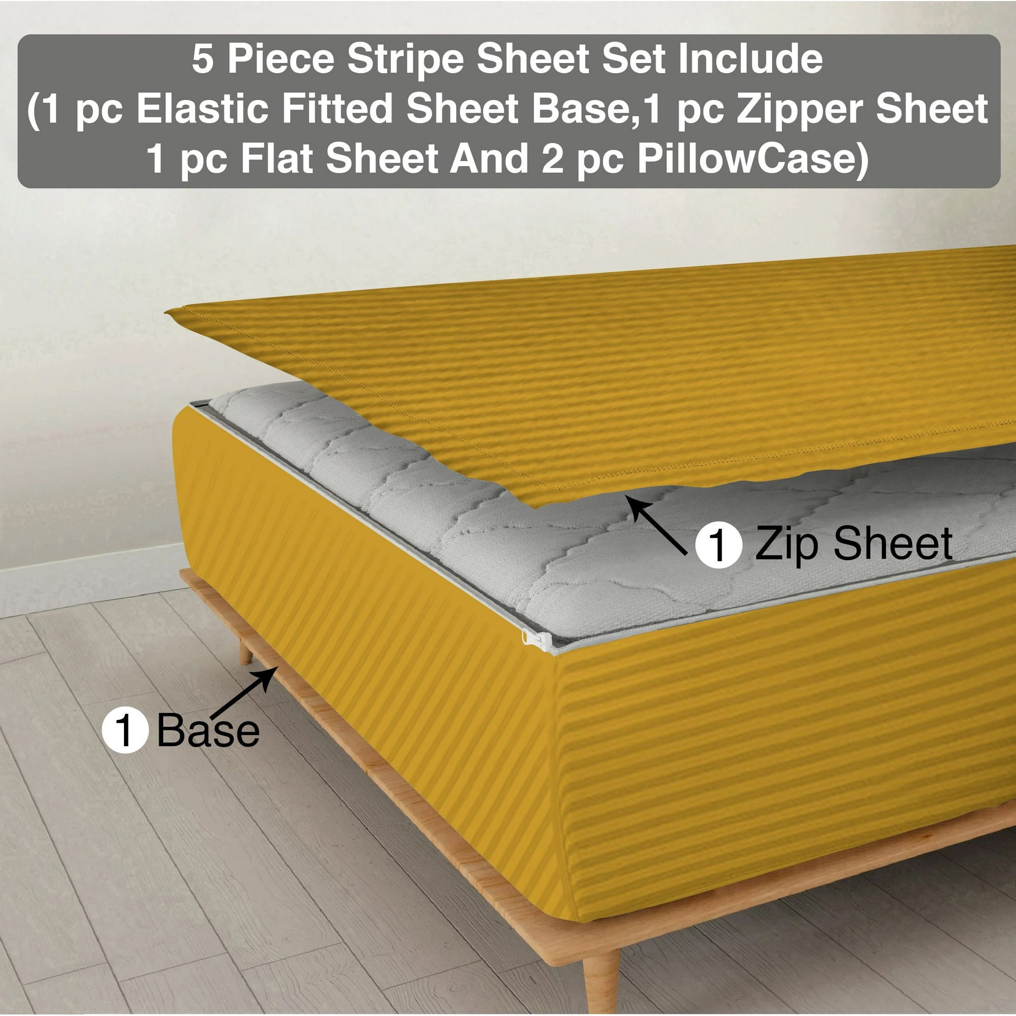 DNG Creations 5 Piece Zipper Sheet Set - Include (1 Elastic Fitted ...