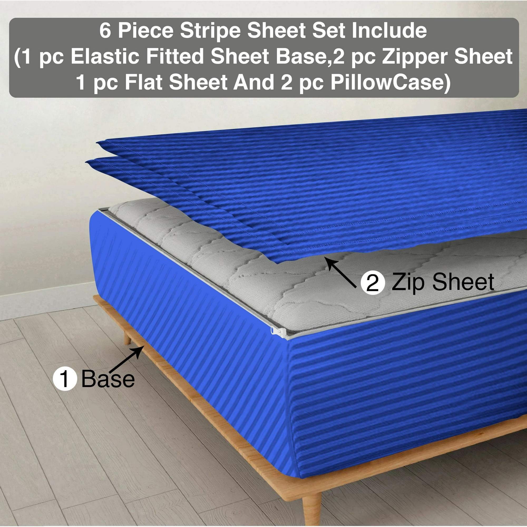 DNG Creations 6 Piece Zipper Sheet Set - Include (1 Elastic Fitted ...
