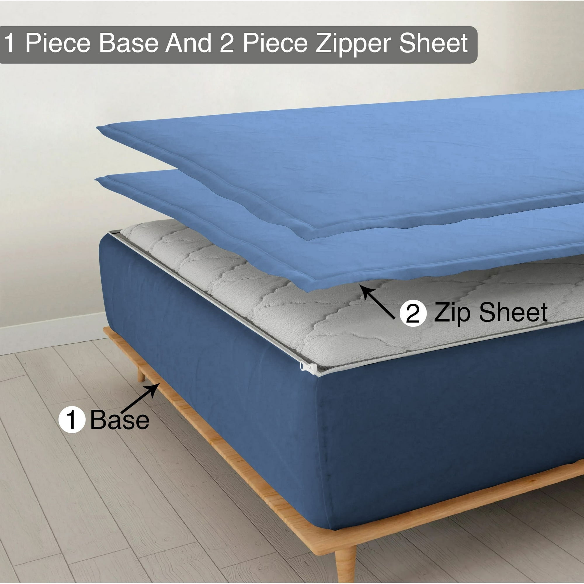 DNG Creations Zipper Fitted Sheet ( Includes - 1 Elastic Fitted Sheet ...