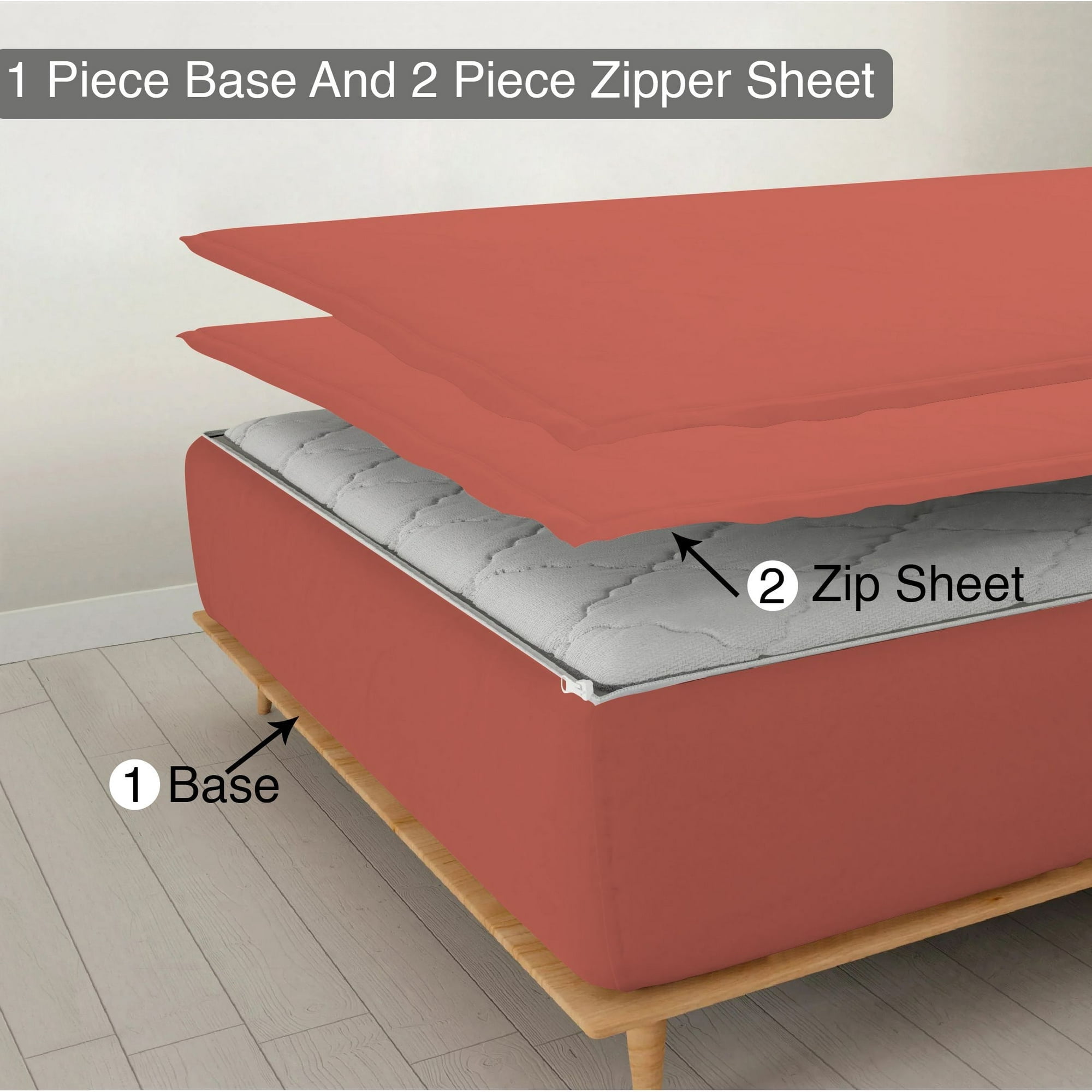 DNG Creations Zipper Fitted Sheet ( Includes - 1 Elastic Fitted Sheet ...