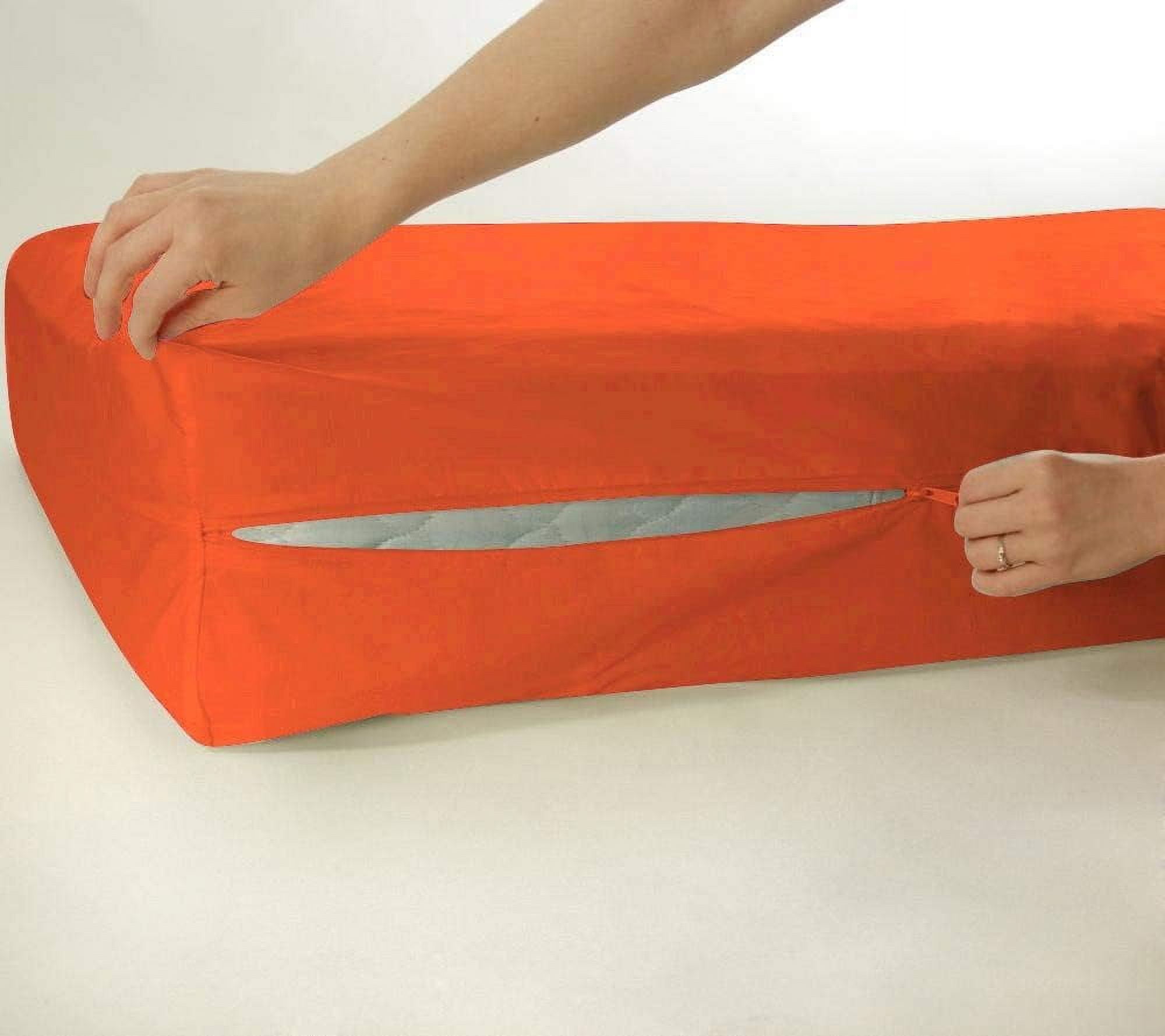 DNG Creations Zipper Mattress Cover 26 Inch Deep Pocket (Solid Orange ...