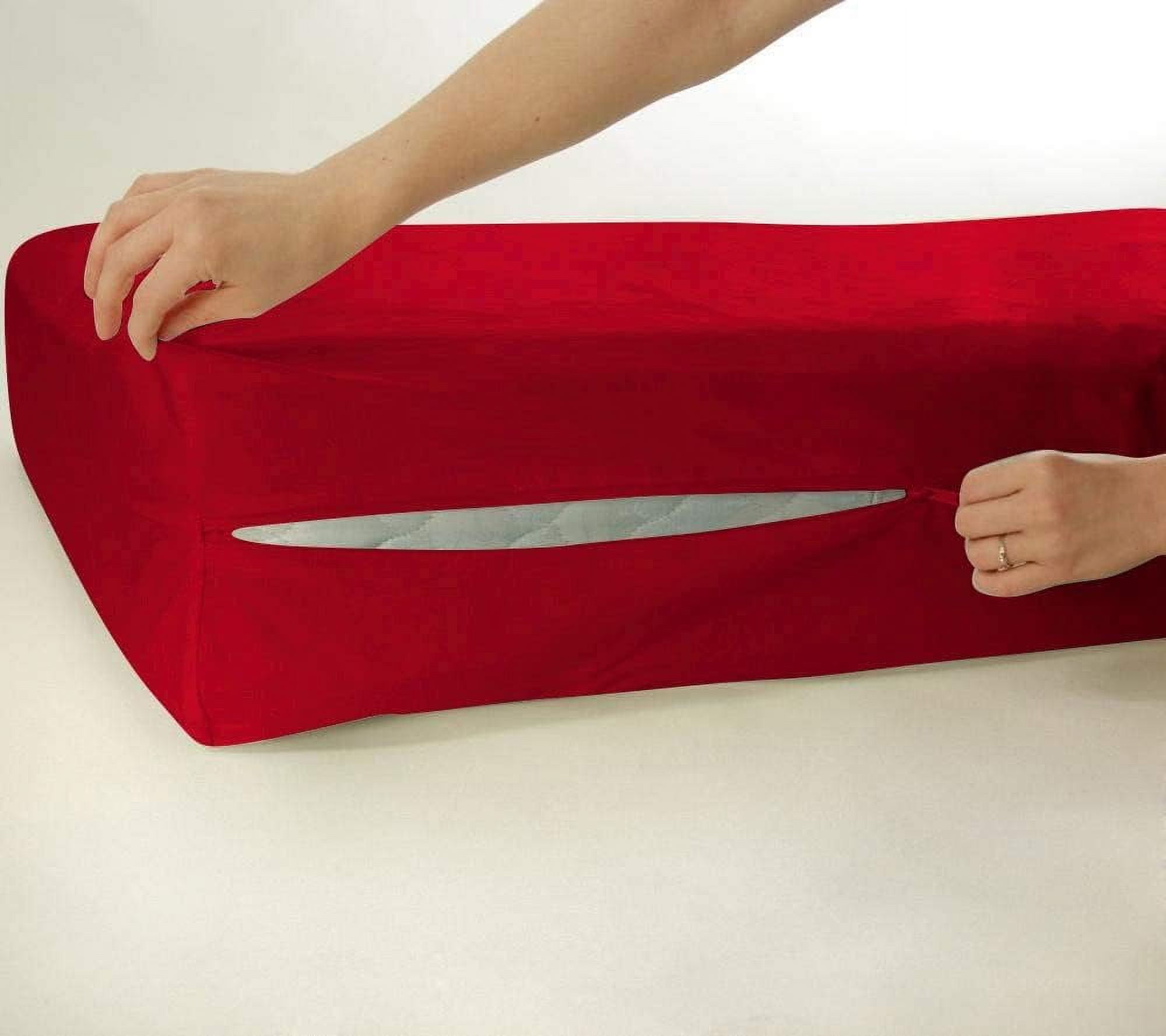 DNG Creations Zipper Mattress Cover 28 Inch Deep Pocket (Solid Red ...