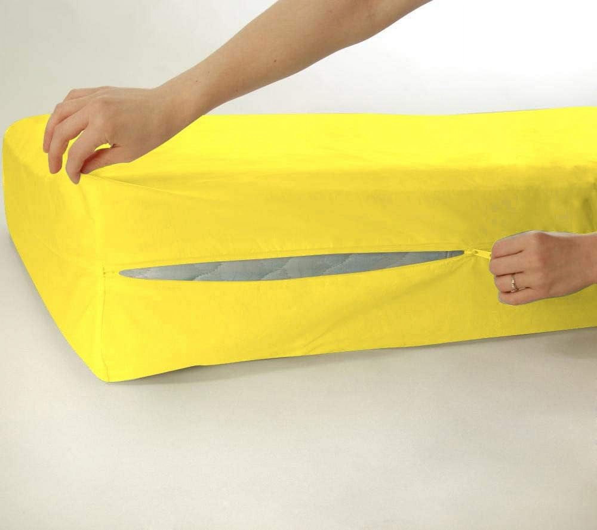 DNG Creations Zipper Mattress Cover 28 Inch Deep Pocket (Solid Yellow ...