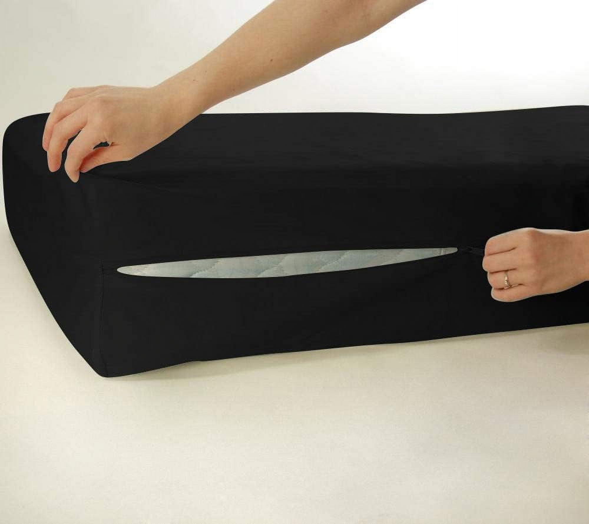 DNG Creations Zipper Mattress Cover 6 Inch Deep Pocket (Solid Black ...