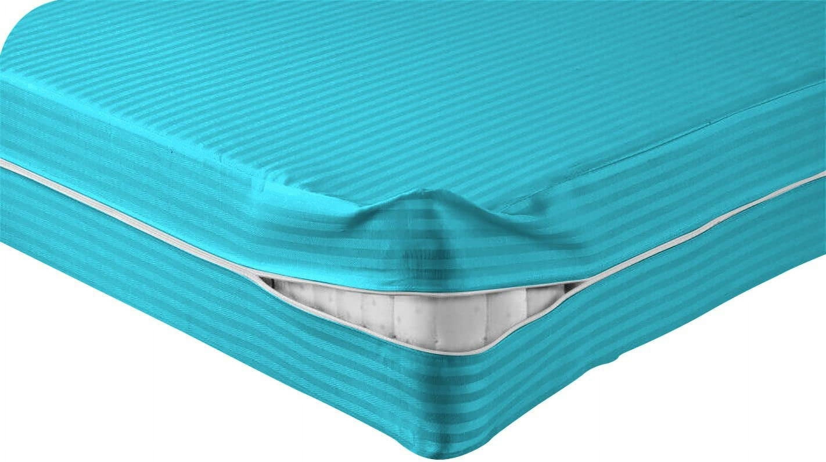 DNG Creations Zipper Mattress Cover with 15 Inch Deep Pocket (Stripe ...