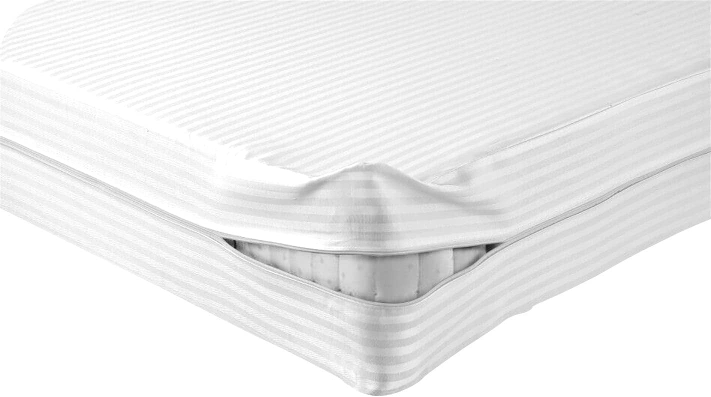 DNG Creations Zipper Mattress Cover with 15 Inch Deep Pocket (Stripe ...