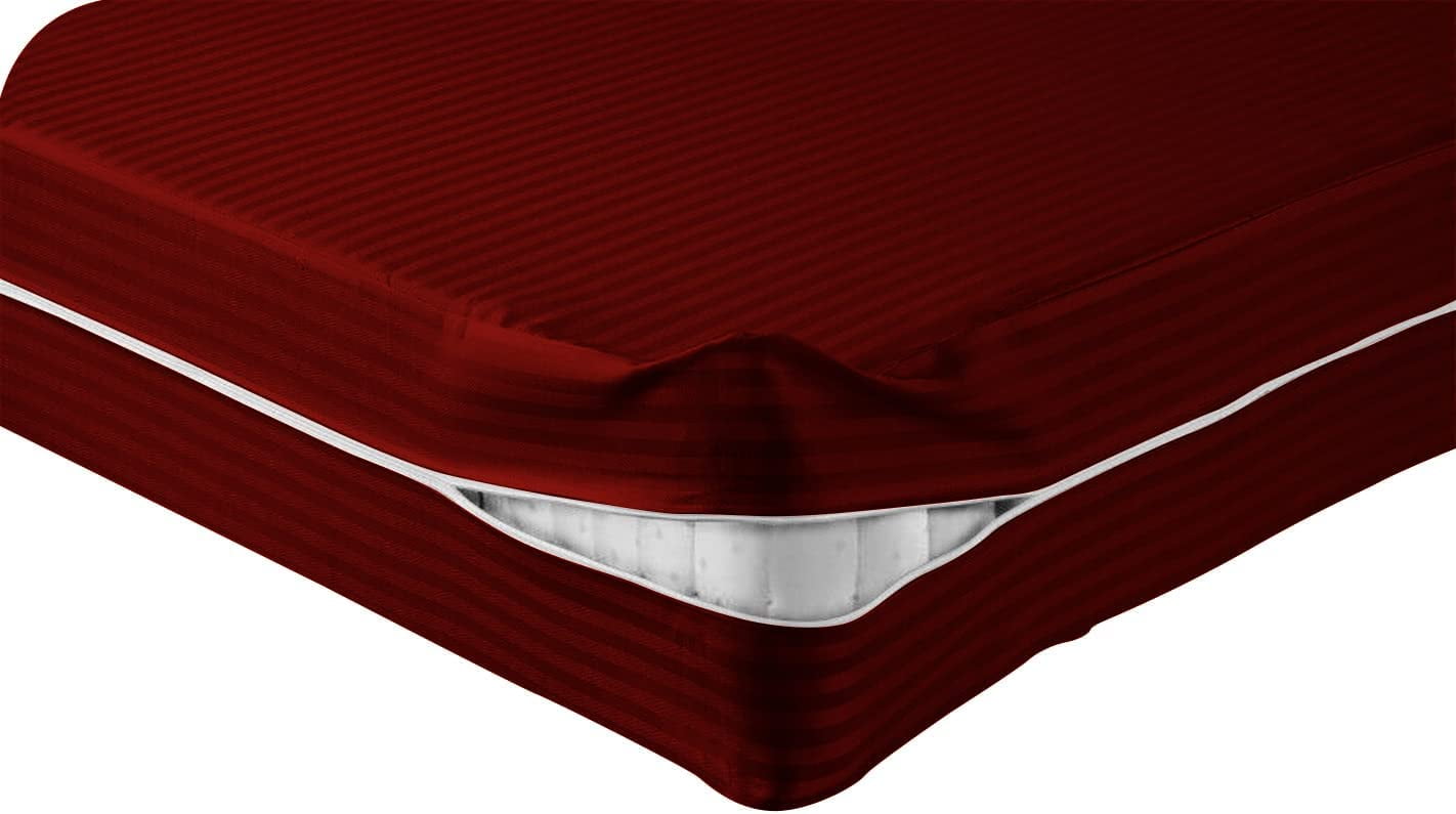 DNG Creations Zipper Mattress Cover with 21 Inch Deep Pocket (Stripe ...