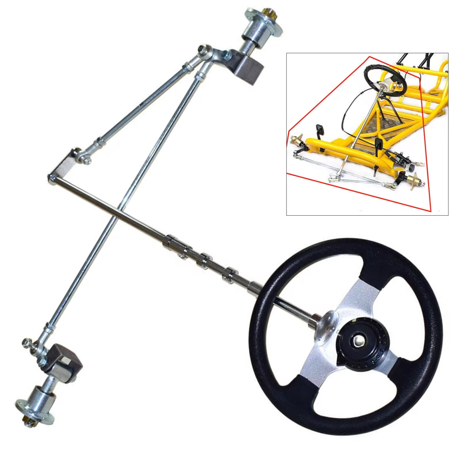 DNGDNG Go Kart Front Axle Kit Go Kart Steering Set Tie Rod Wheels Trike ...