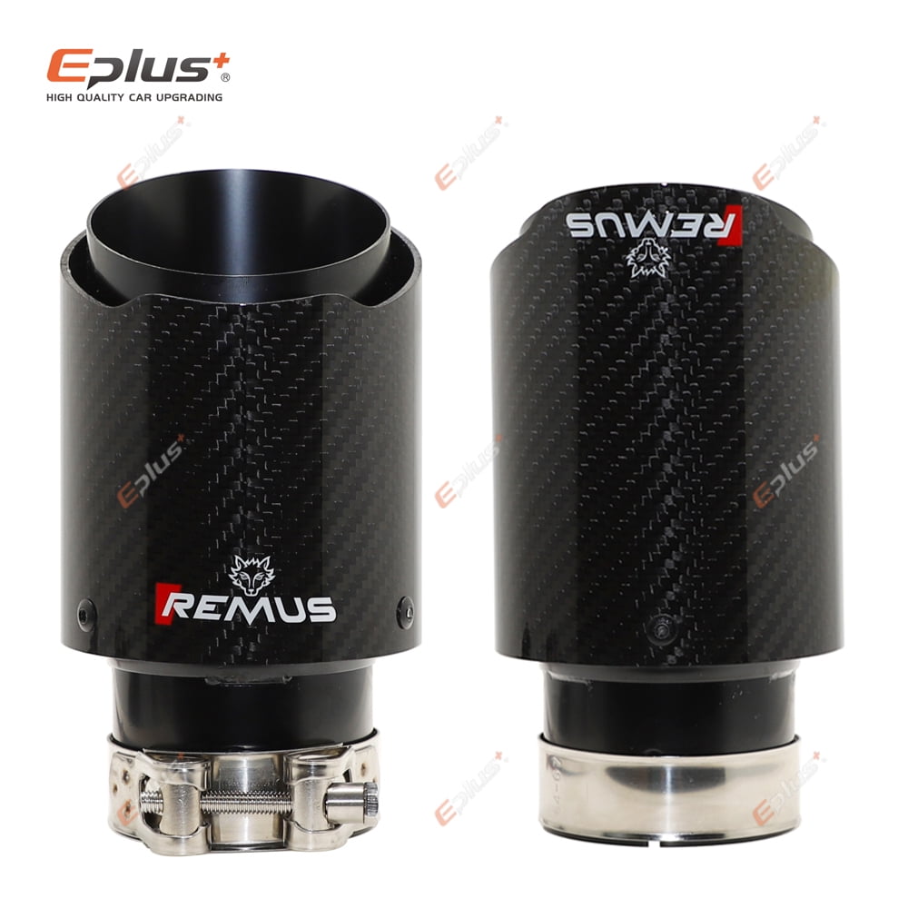 DNGDNG REMUS Car Gloss Carbon Fiber Muffler Tip Exhaust System Pipe ...