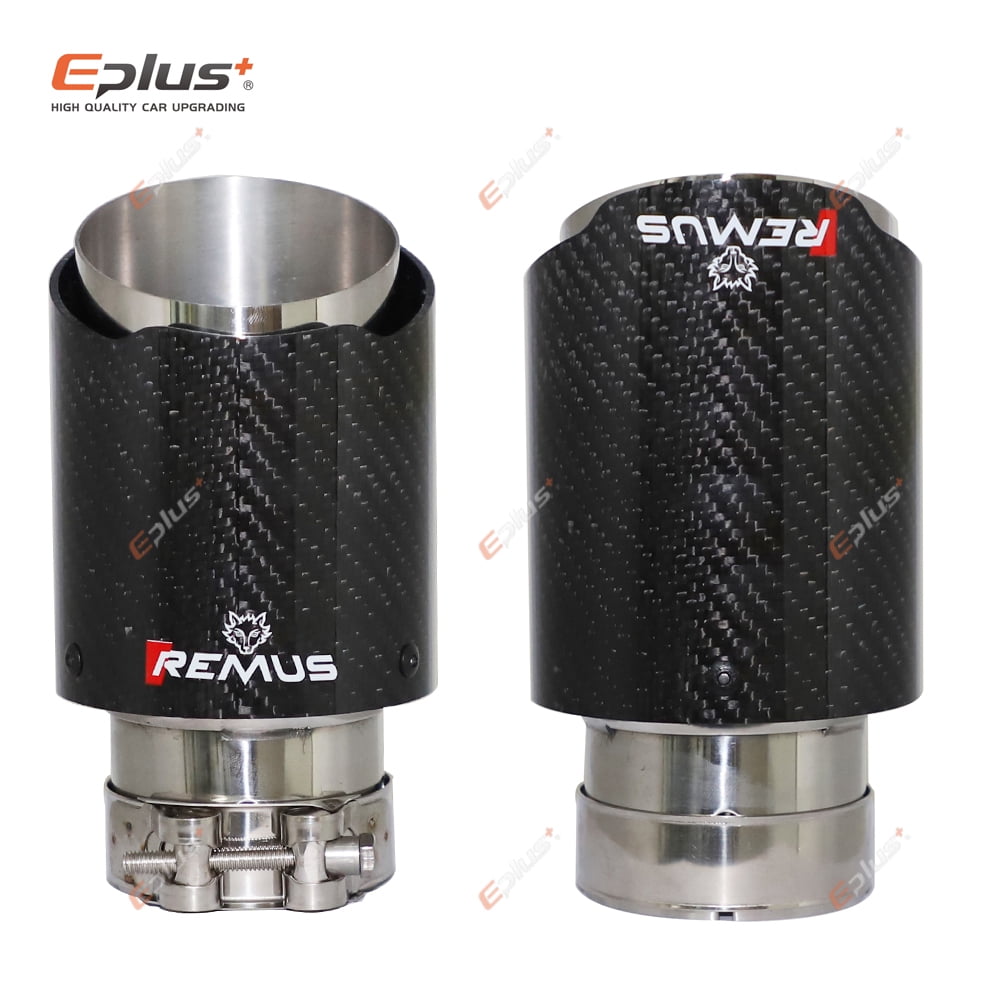 DNGDNG REMUS Car Gloss Carbon Fiber Muffler Tip Exhaust System Pipe ...