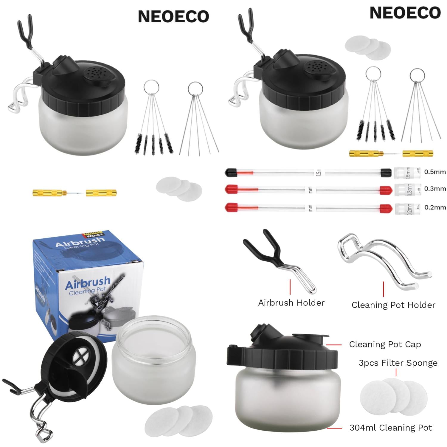 DNGHIFS Airbrush Cleaning Pot Spray Gun Cleaner Glass Air Brush Easy ...