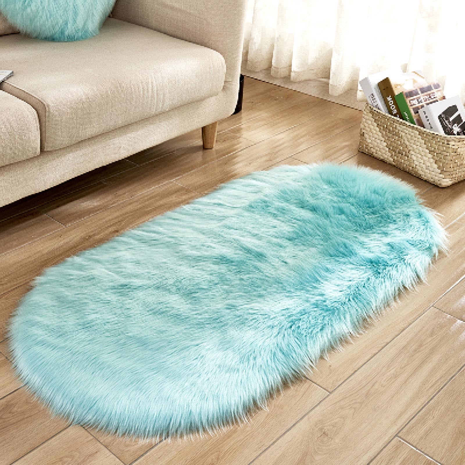 DNHAQB Faux Fur Rug for Bedroom, Furry Runner Rugs Soft Sheepskin Rug ...