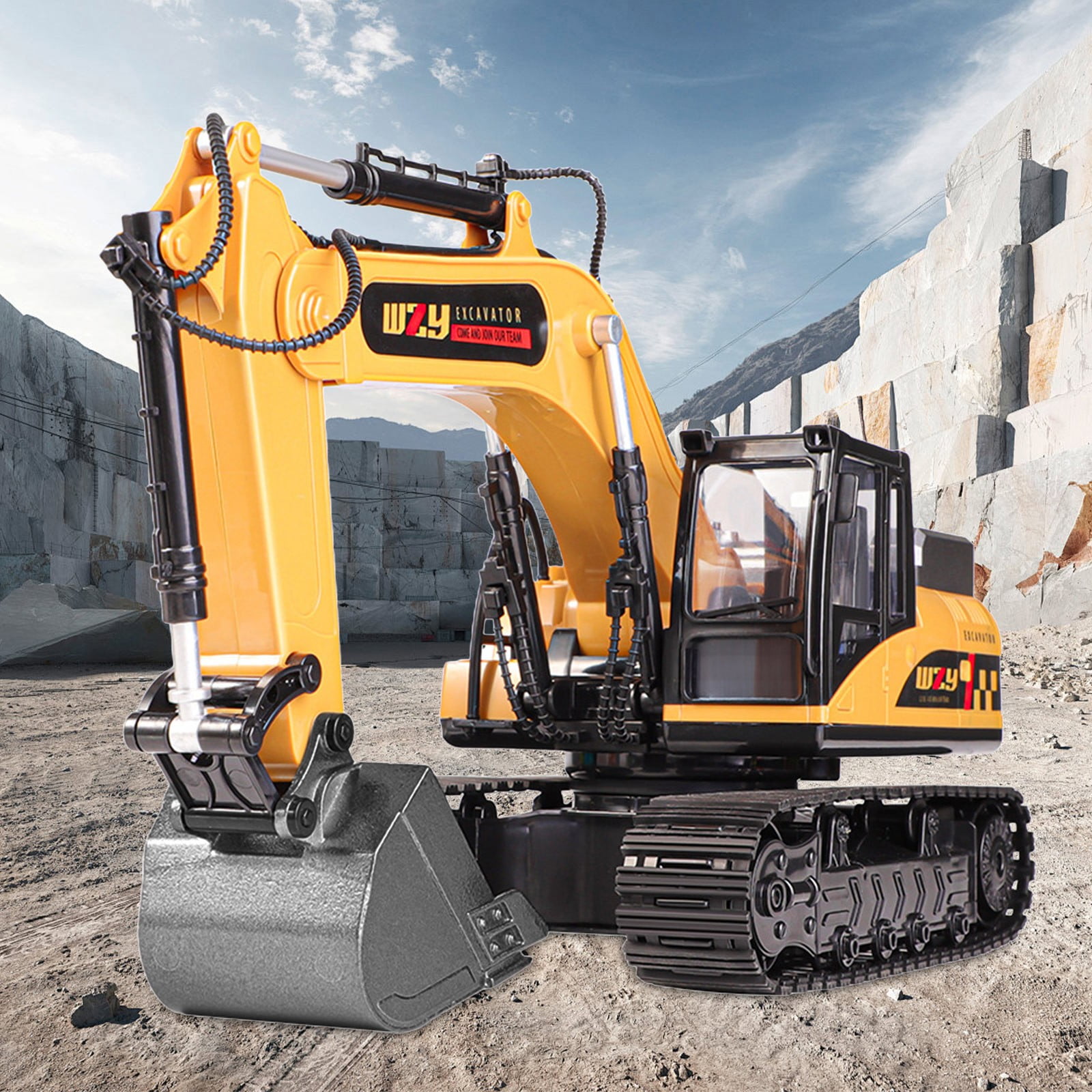 DNHAQB Large Remote Control Alloy Excavator Toy, Realistic Construction ...