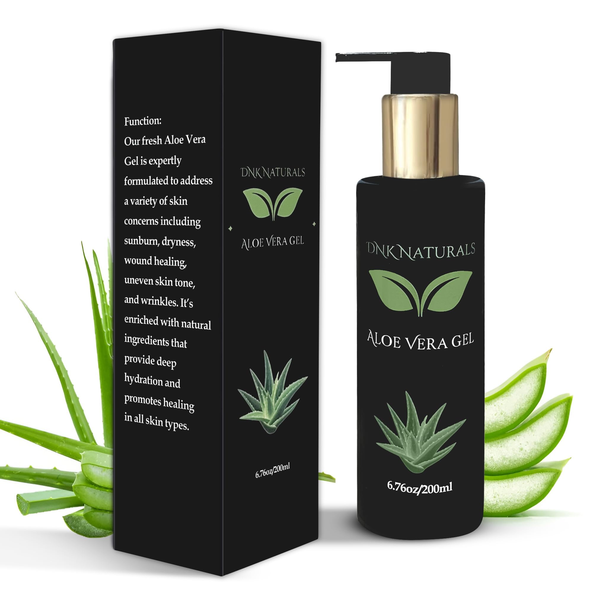 DNK Naturals Aloe Vera TMA2 Gel made from fresh 100% Pure Aloe - Sunburn Relief - Calms ...