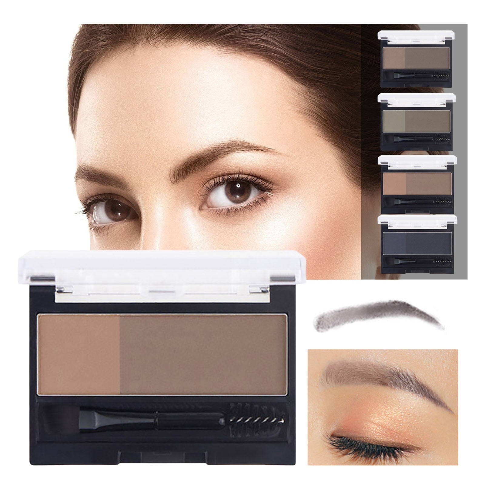 Two-Color Eyebrow Powder with Eyebrow Brush for Natural and Long ...