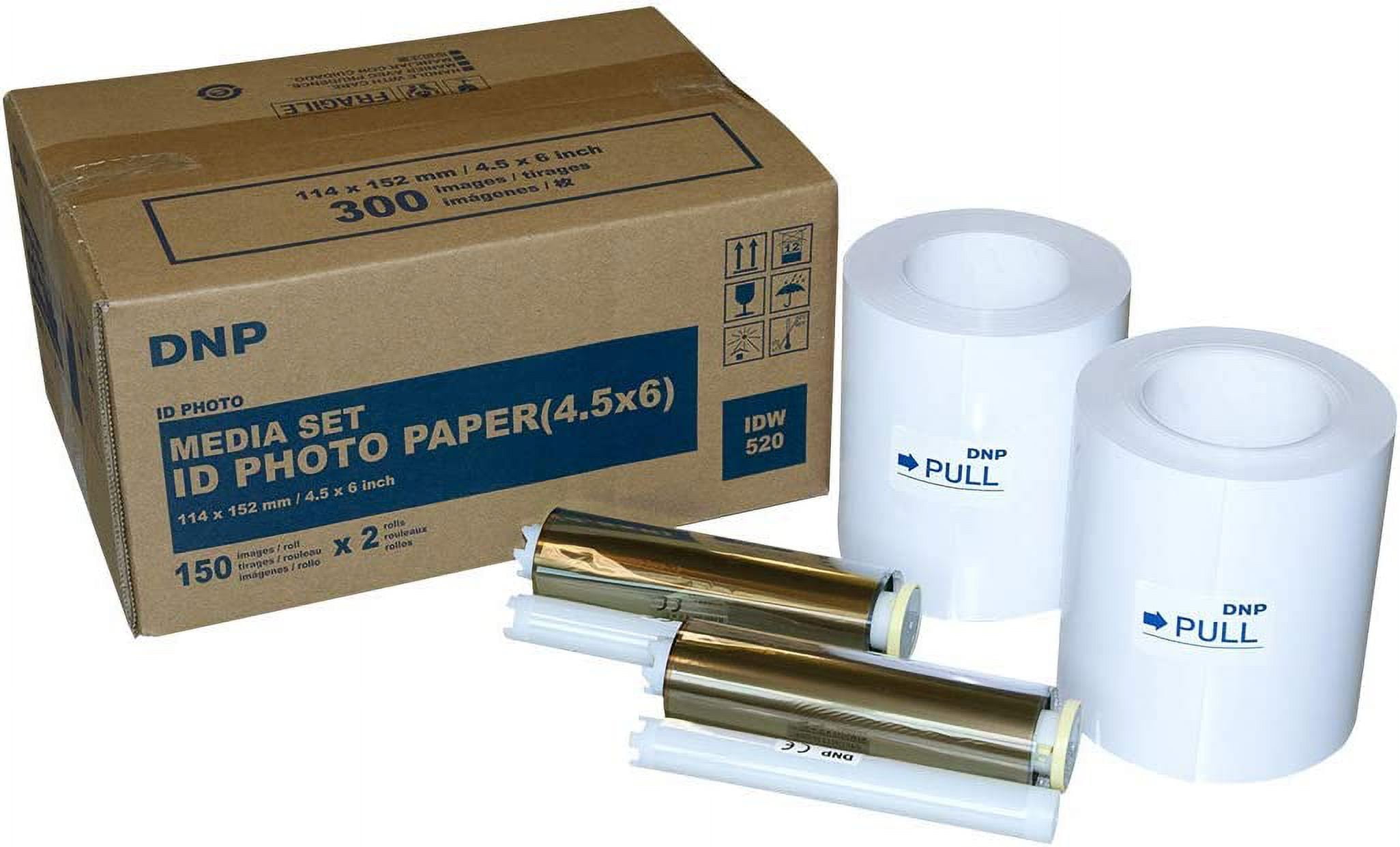 DNP 4.5x6" IDW520 Printer System Media, 150 Prints Per Roll, 2-Pack ...