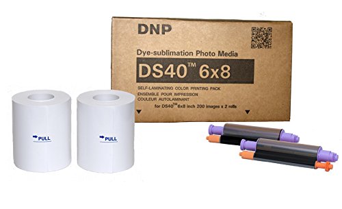 DNP DS40 6x8” / 15x20cm Ribbon and Paper Photo Media Set - 2 Rolls (200 Prints Per Roll ...