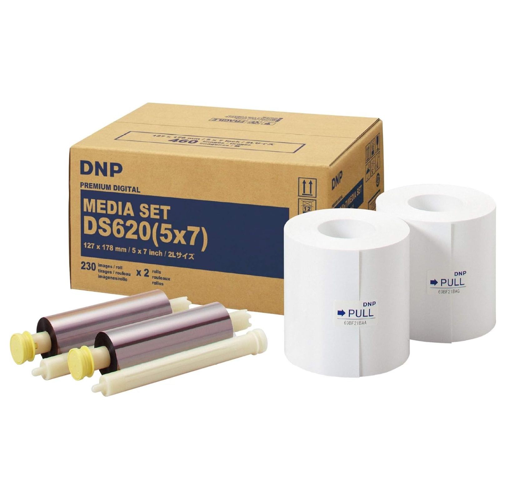 DNP DS620 5x7” / 13x18cm Ribbon and Paper Photo Media Set - 2 Rolls ...