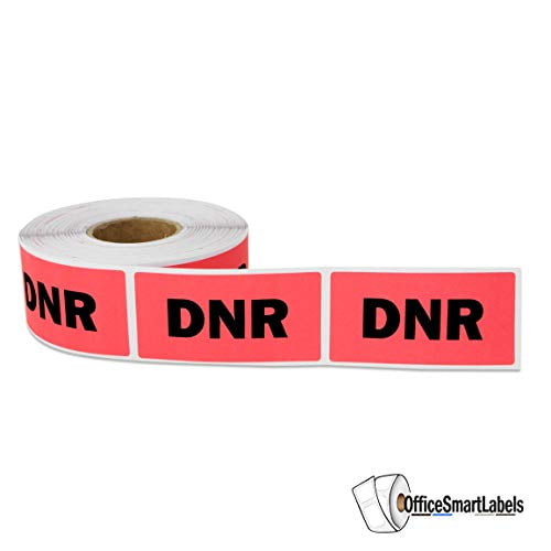 DNR Stickers - 2 x 1 Inch Do Not Resuscitate Sticker DNR Label Medical ...