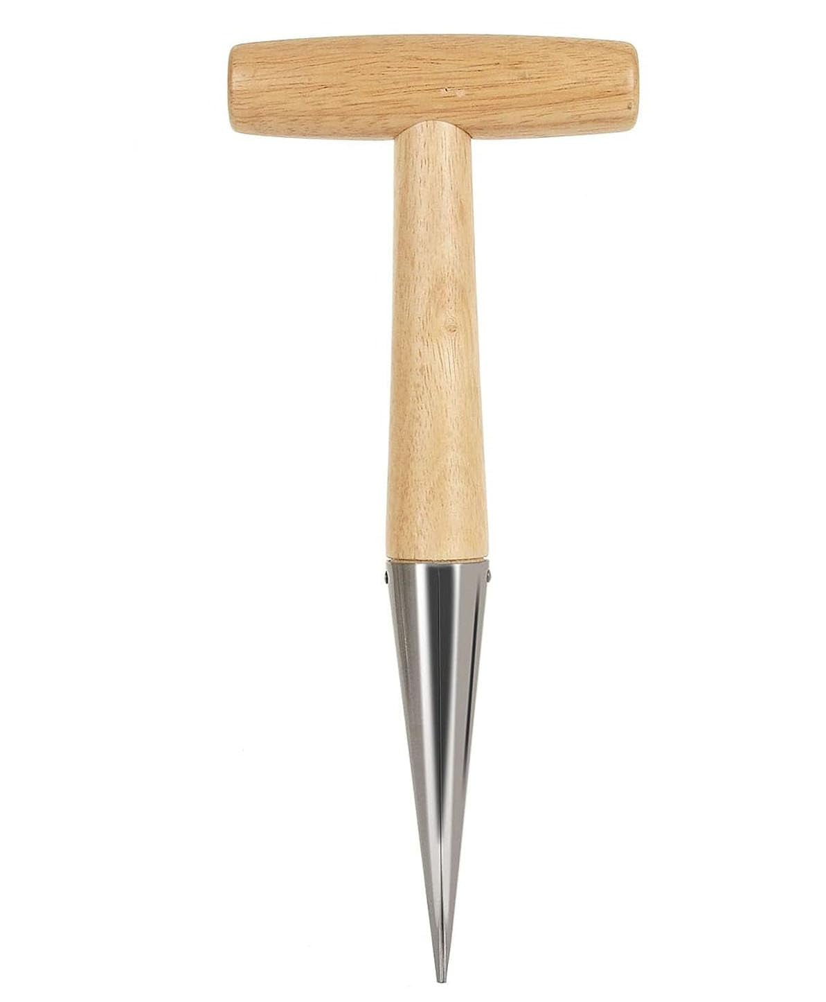 DNUZEWR Hand Dibber Stainless Steel Sow Dibbler with Wooden Handle ...