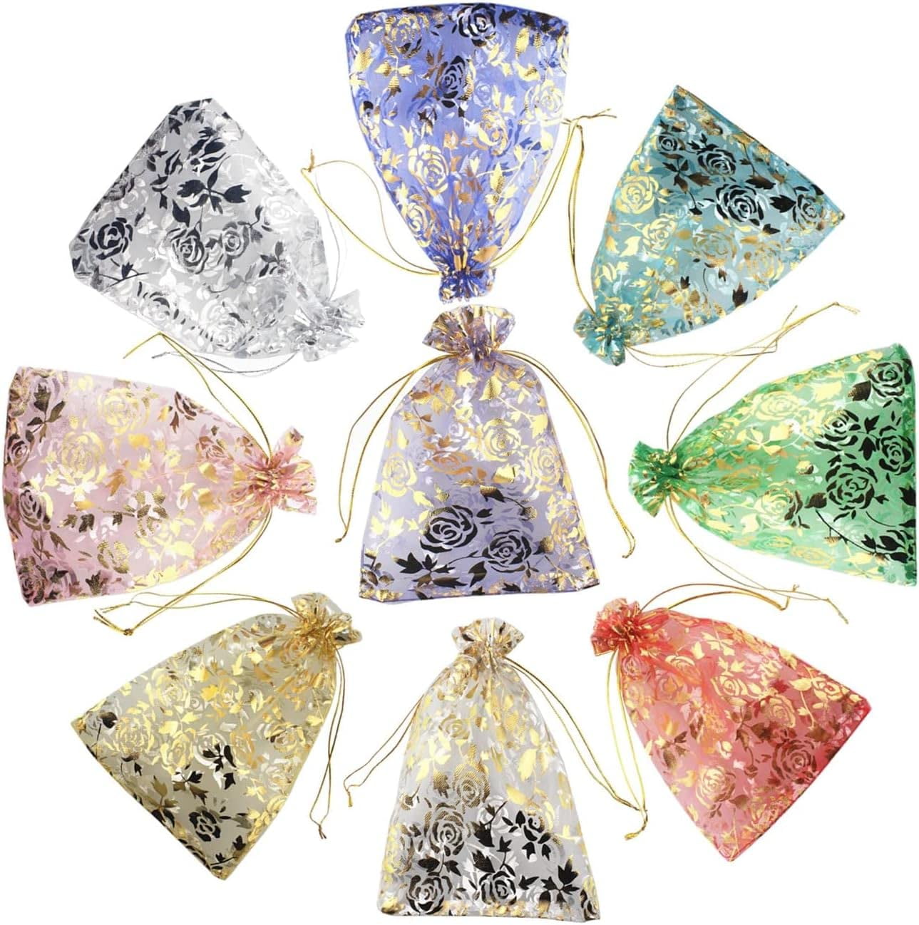 DNY 50 Pcs Potli Bags Organza Pouches 4x6 inches with Drawstring Small ...