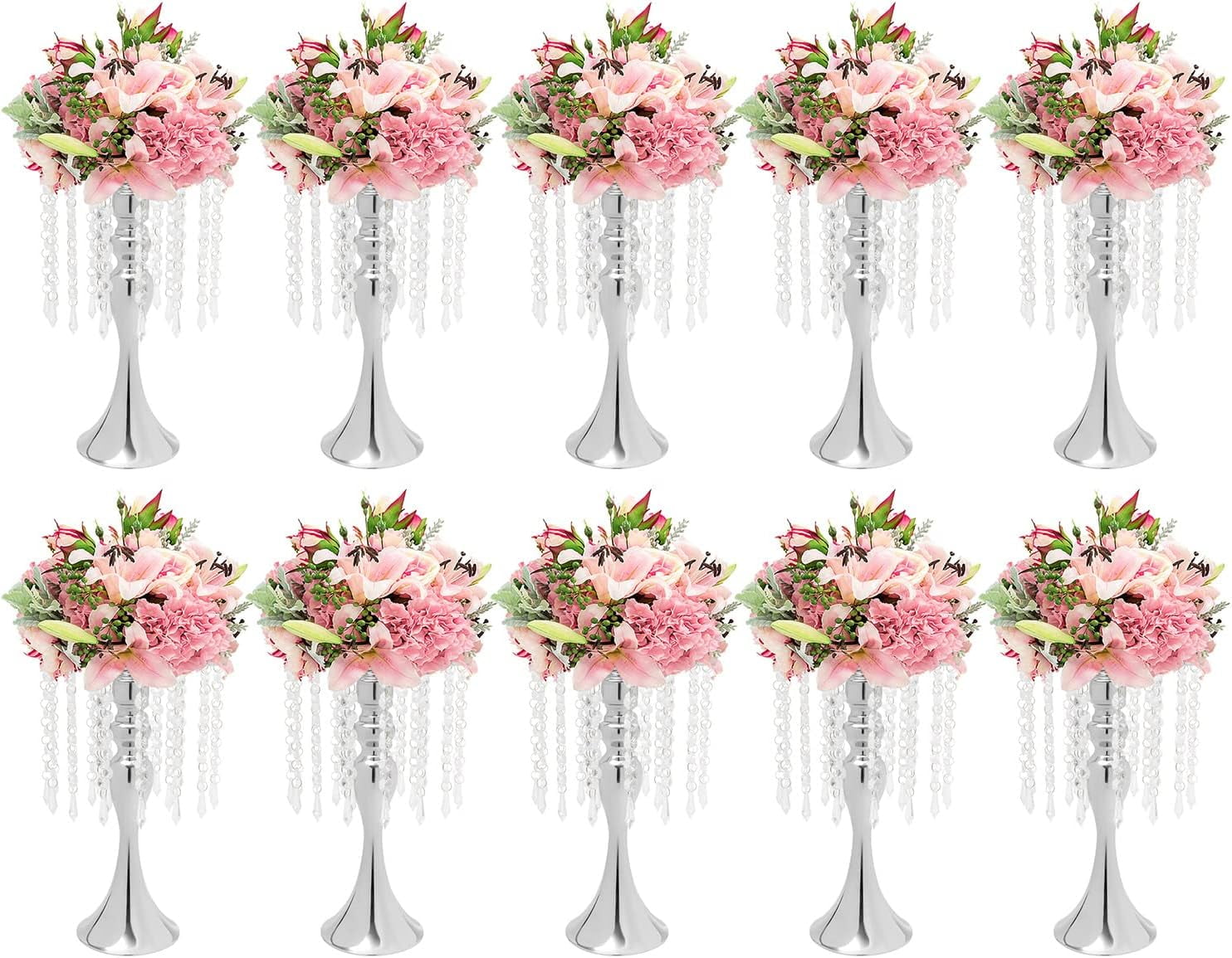 DNYSYSJ 10 Pcs Crystal Flower Stands, 13.8 Inch Tall Crystal Wedding ...