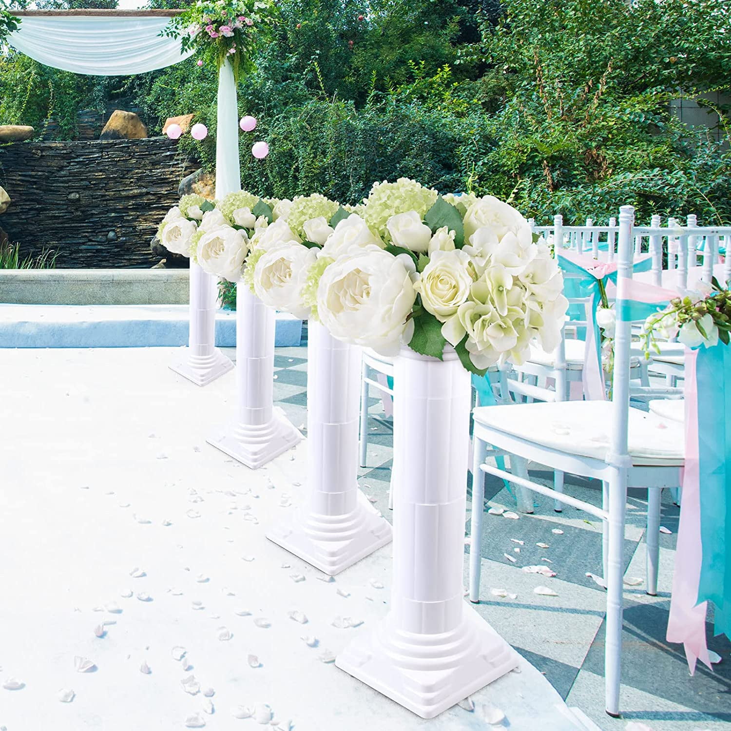 DNYSYSJ 4 Pack Elegant Wedding Roman Column Set 33.9" White Roman ...