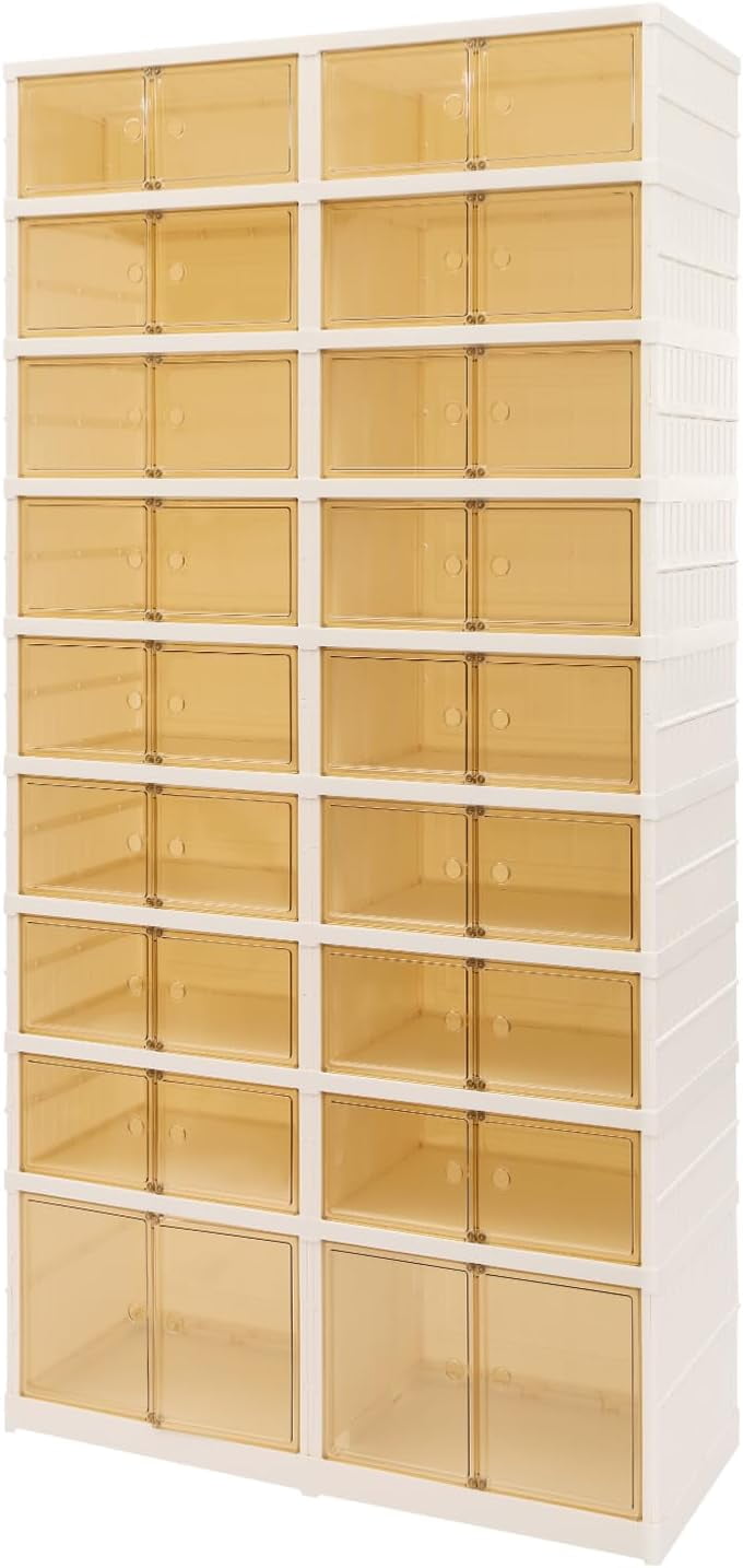 DNYSYSJ 9-Tier Foldable Shoe Rack Organizer for Closet, Plastic Shoe ...